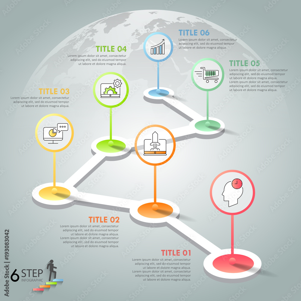 Design infographic template 6 options. Business concept can be used for ...