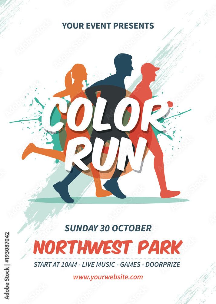 Color Run Flyer Template Stock Vector | Adobe Stock
