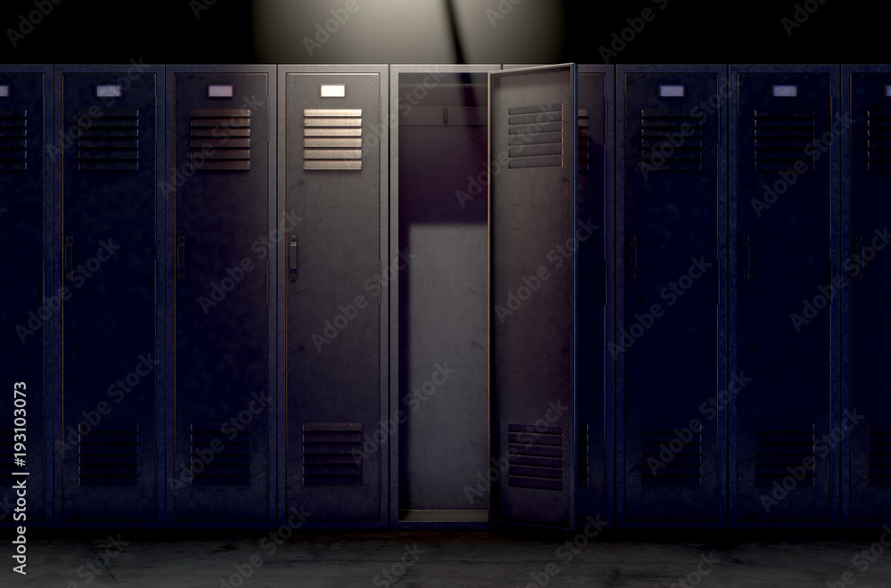 Locker Row And Open Door Stock Illustration | Adobe Stock