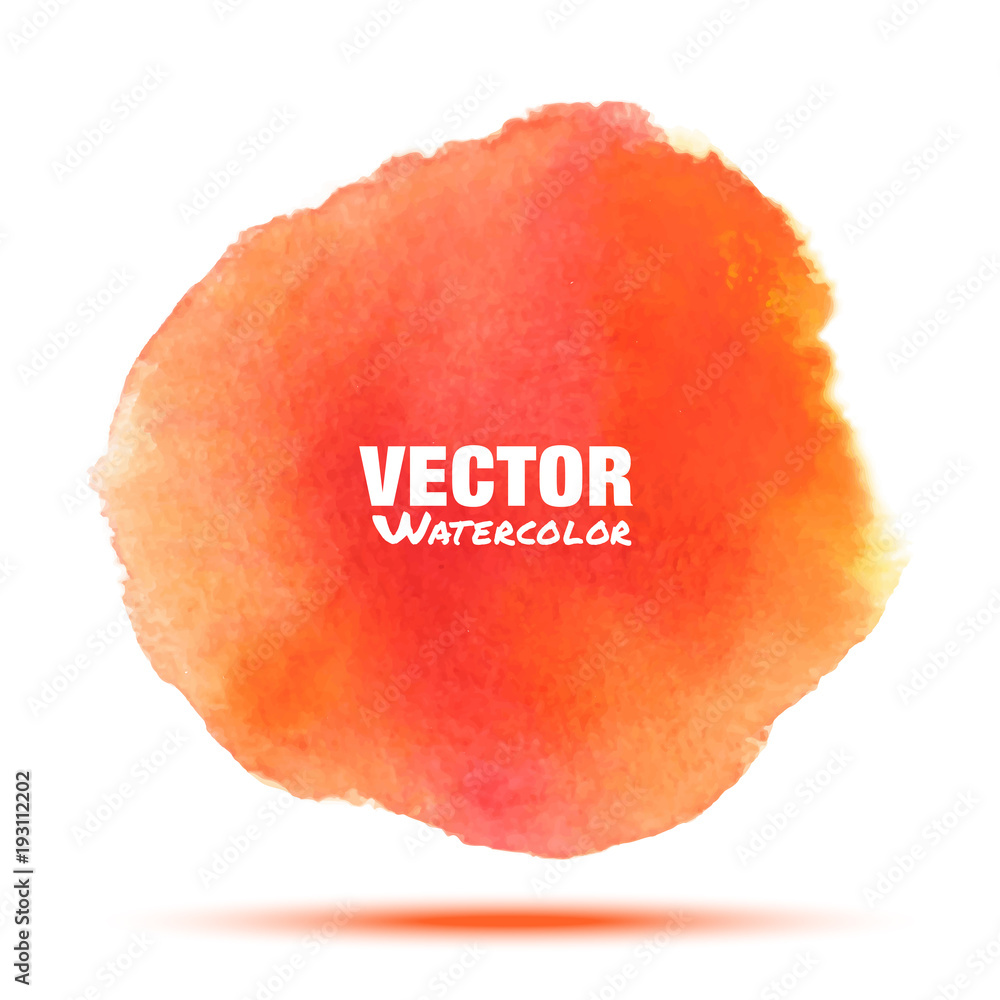 Bright red - orange transparent watercolor vector stain. Vibrant ...