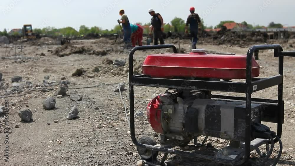 Portable fuel generator for electric power supplies at construction ...