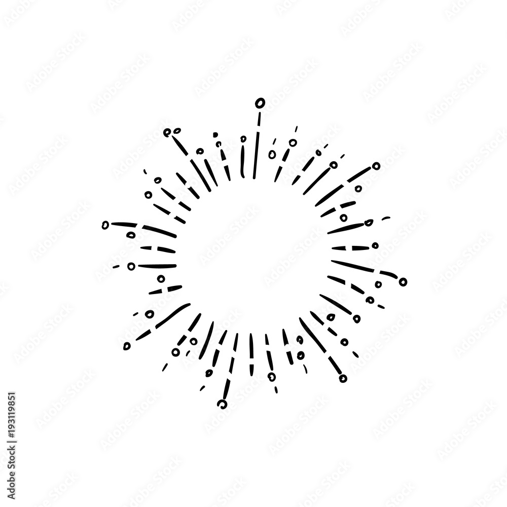 VECTOR hand drawn sunburst symbols, black drawings isolated. Stock ...