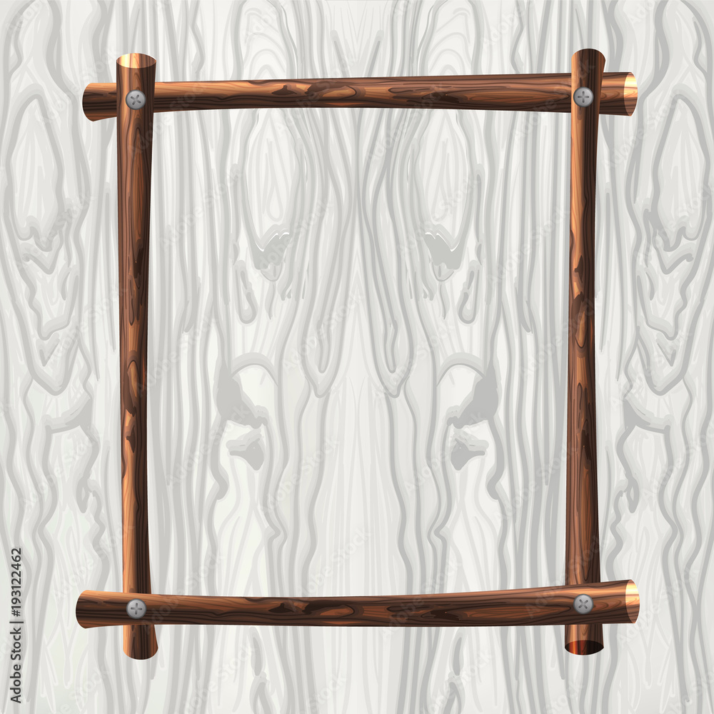 Wooden VECTOR Frame On Wood Background, Natural Frame Template. Stock ...