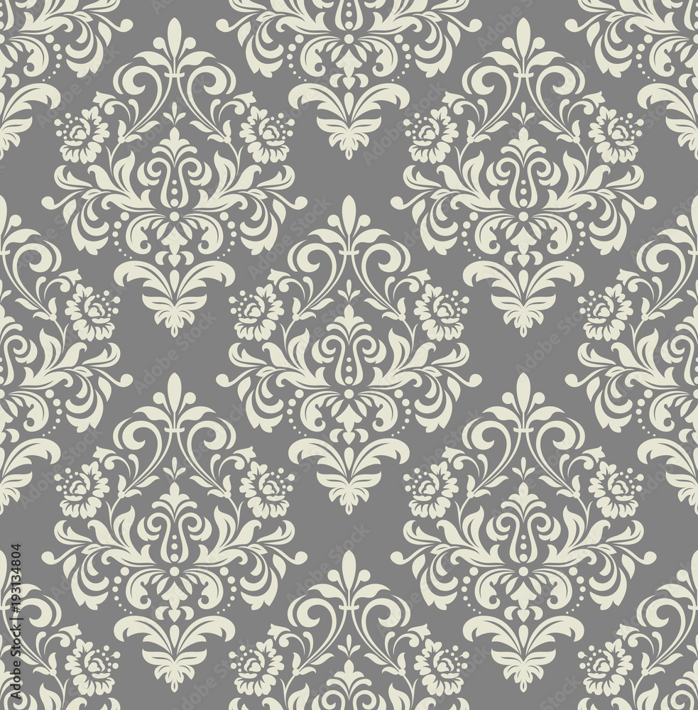 Wallpaper in the style of Baroque. A seamless vector background. Grey ...