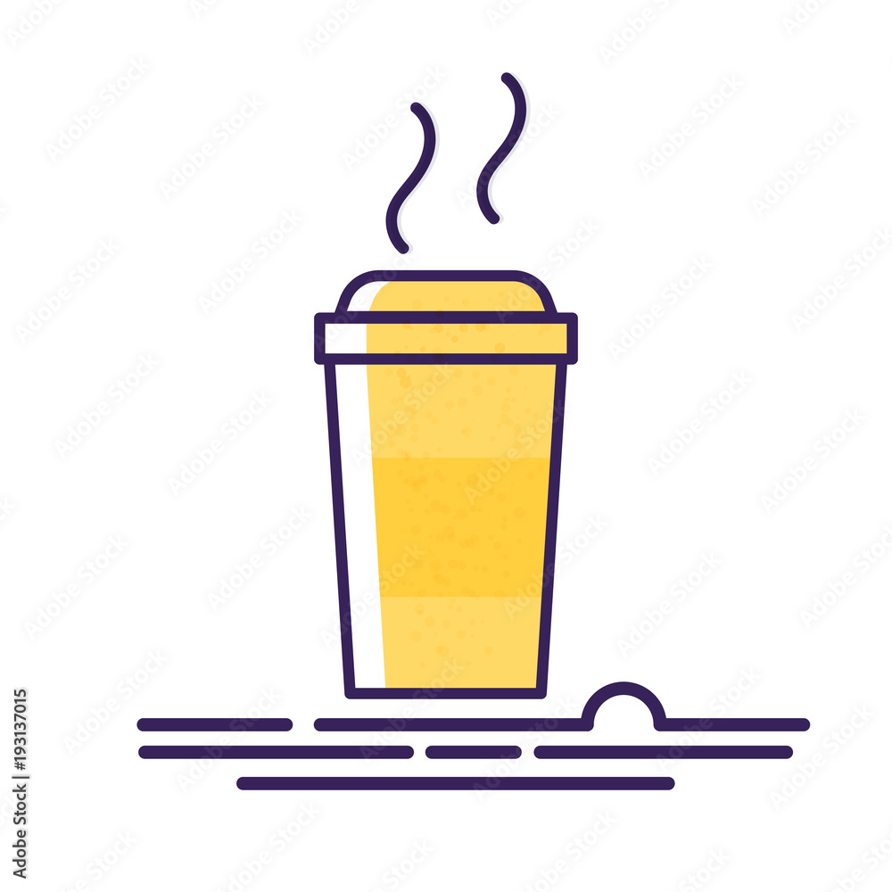 Cartoon paper cup with steam vector illustration. Hot drink. Tea ...