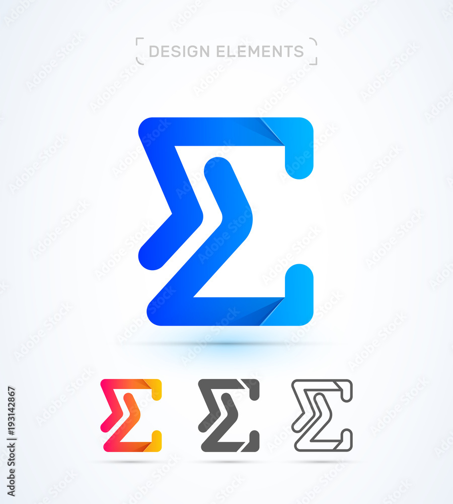 Vector abstract Letter E logo template. Sigma sign icon. Material ...