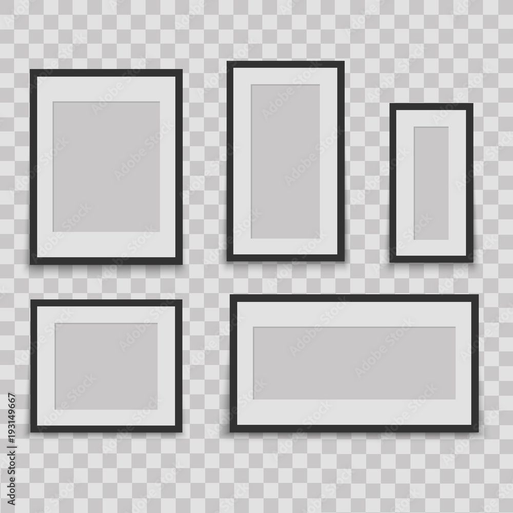 Black vintage photo frame on transparent background. Vector. Stock ...