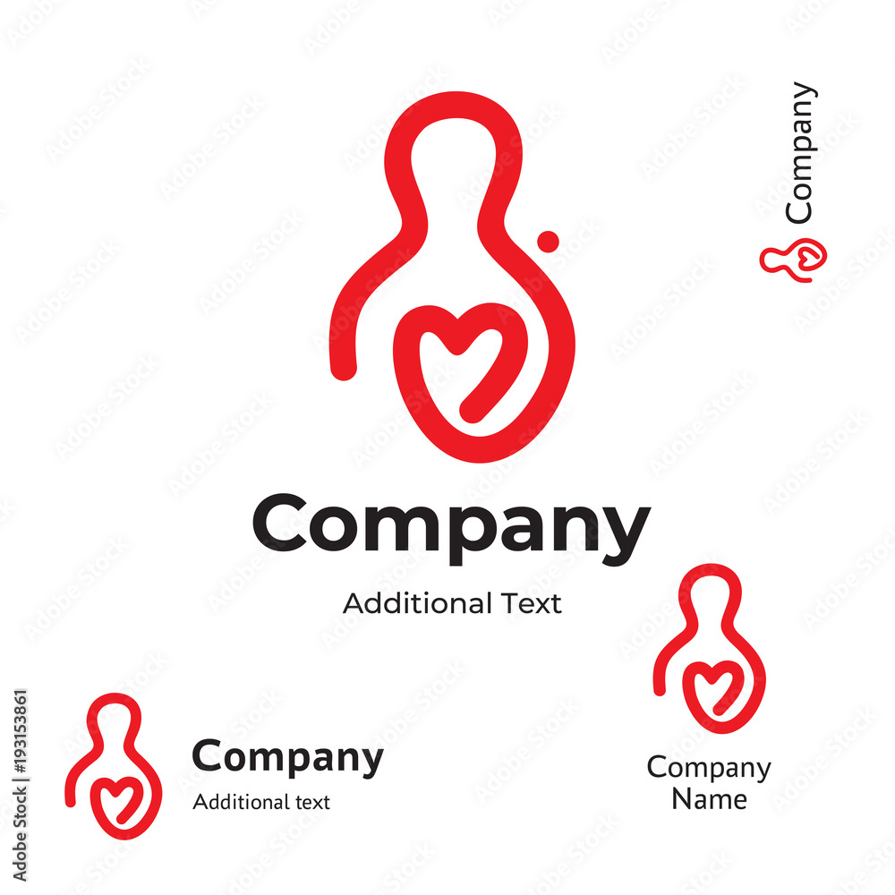 Modern Kind and Good Line Man with Red Heart Logo Identity Brand Symbol ...