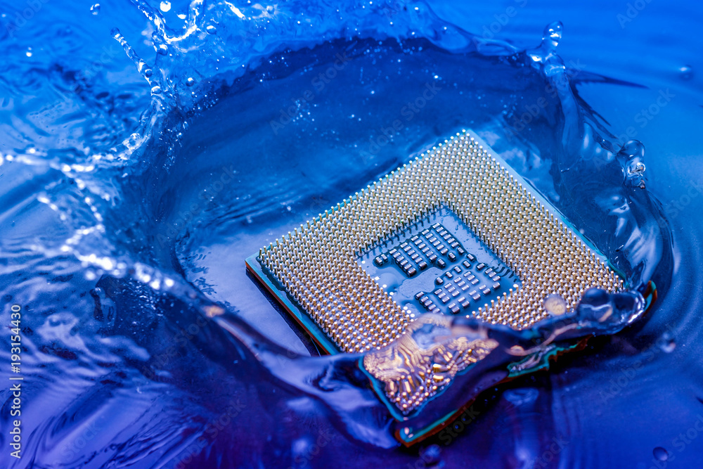 technology cyber electronic concept. cpu ram computer Fall into the ...