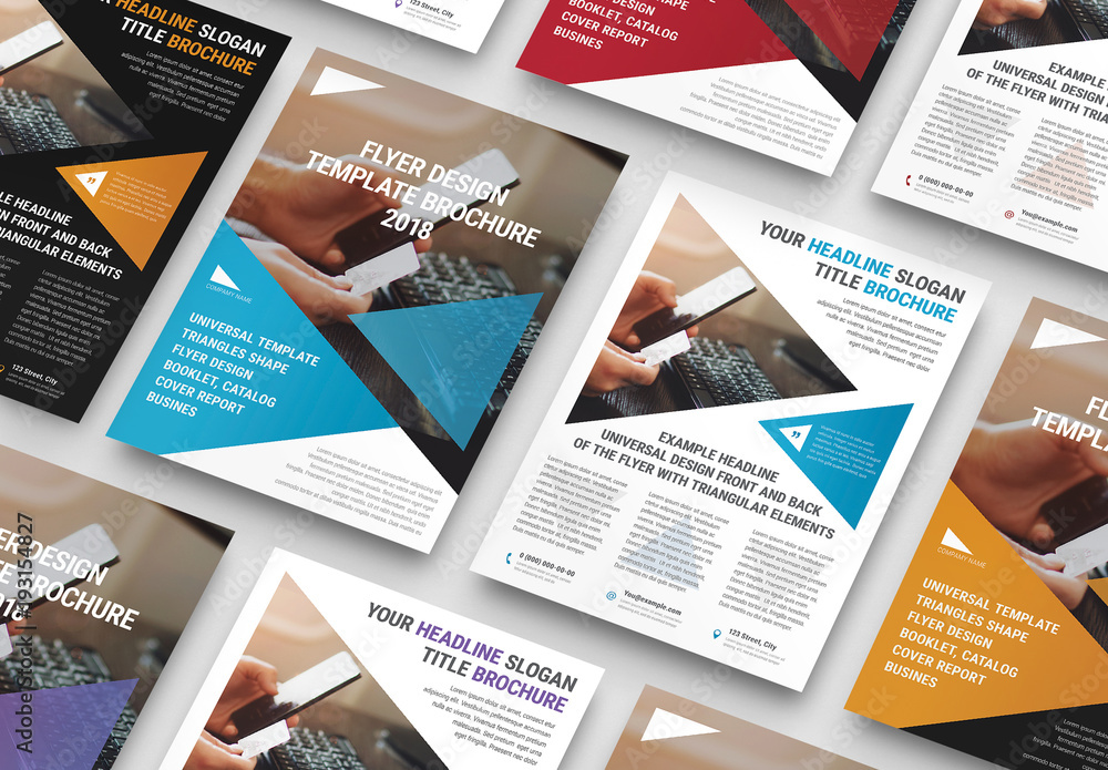 Triangle Overlay Business Flyer Layout Stock Template | Adobe Stock