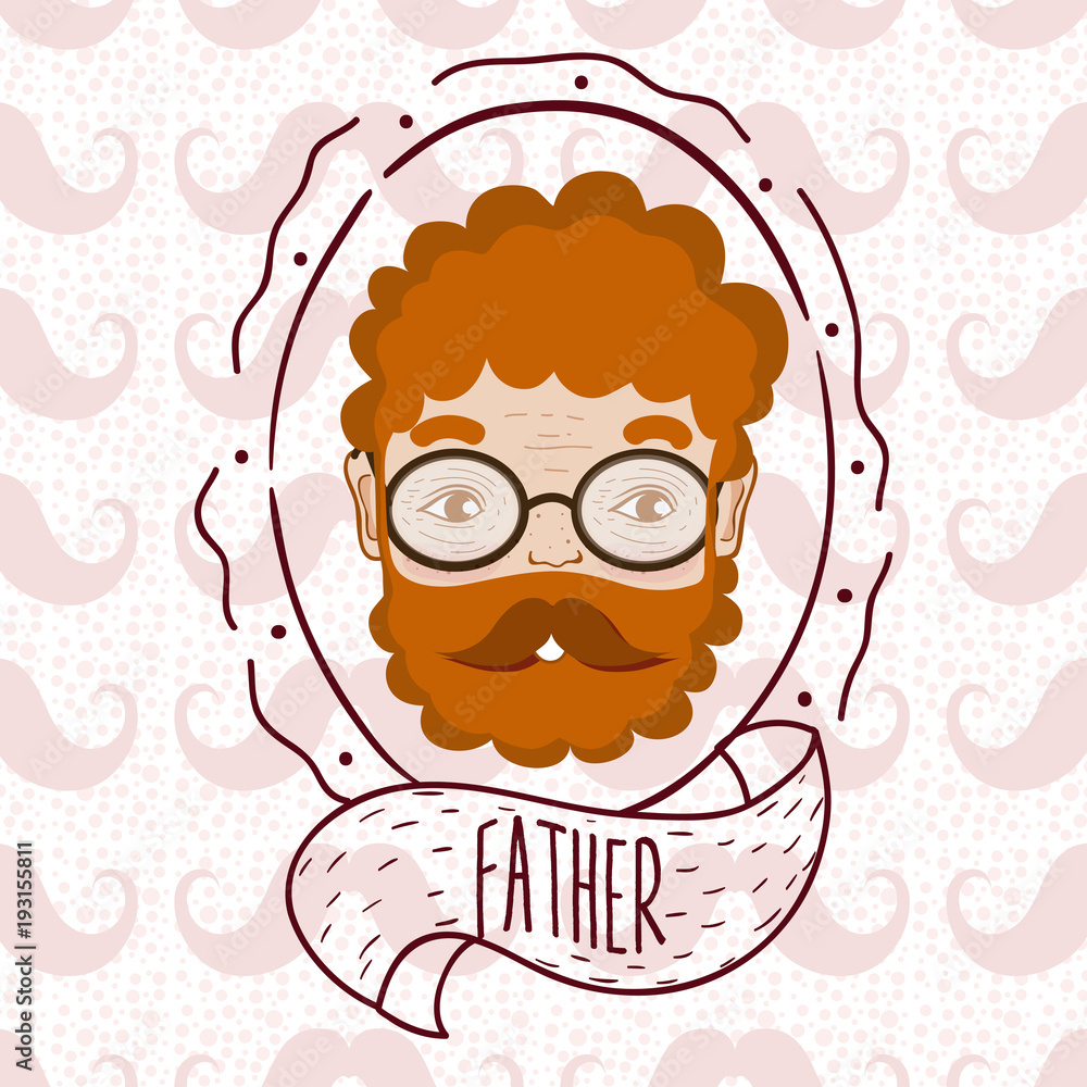Father face cartoon over mustaches background Stock Vector | Adobe Stock