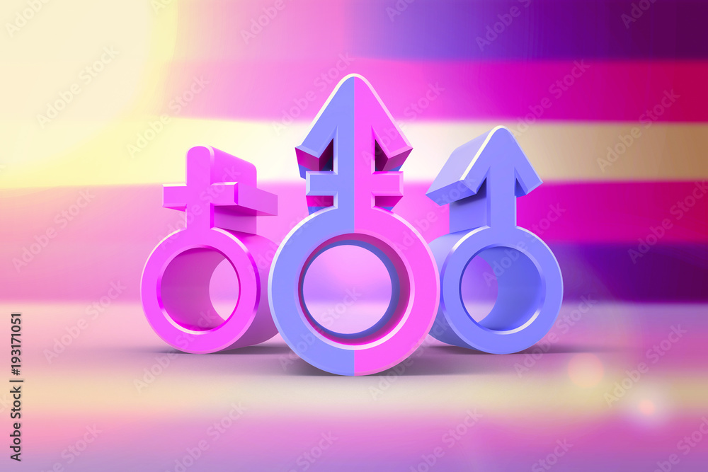 Set of gender symbols with stylized silhouettes, male, female and ...