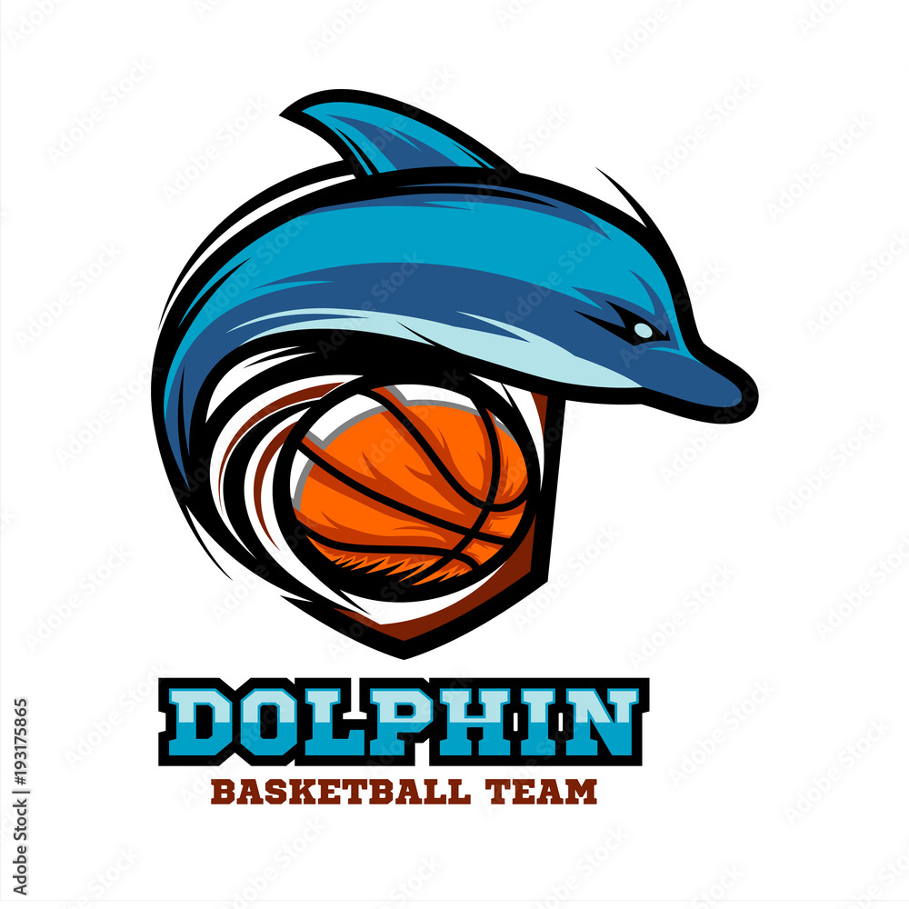 Dolphin Basketball Logo Vector Stock Vector | Adobe Stock