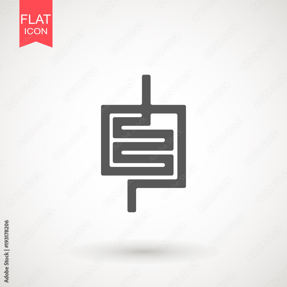 Intestines flat icon. Single high quality symbol of human body for web ...