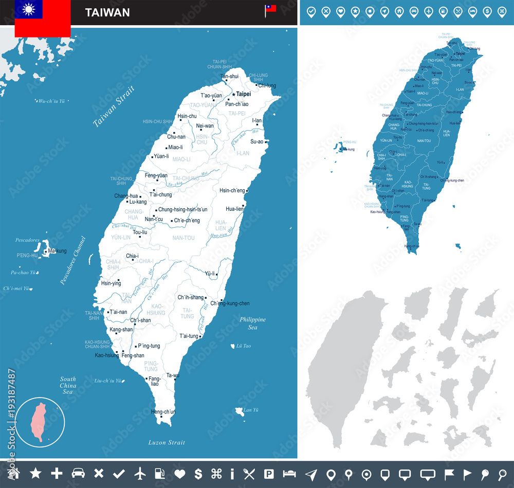 Taiwan - infographic map - Detailed Vector Illustration Stock Vector ...