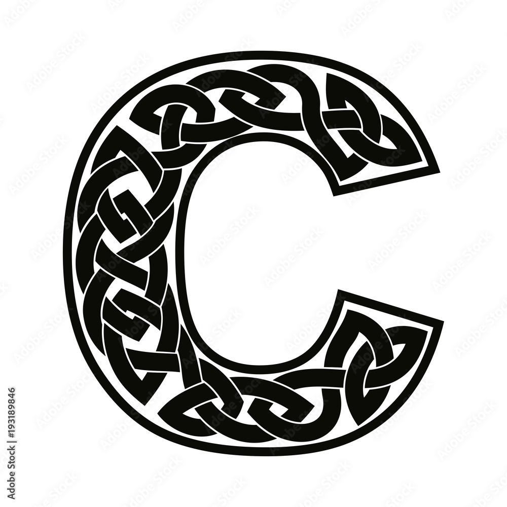 Letter of the English alphabet with Celtic national ornament as ...