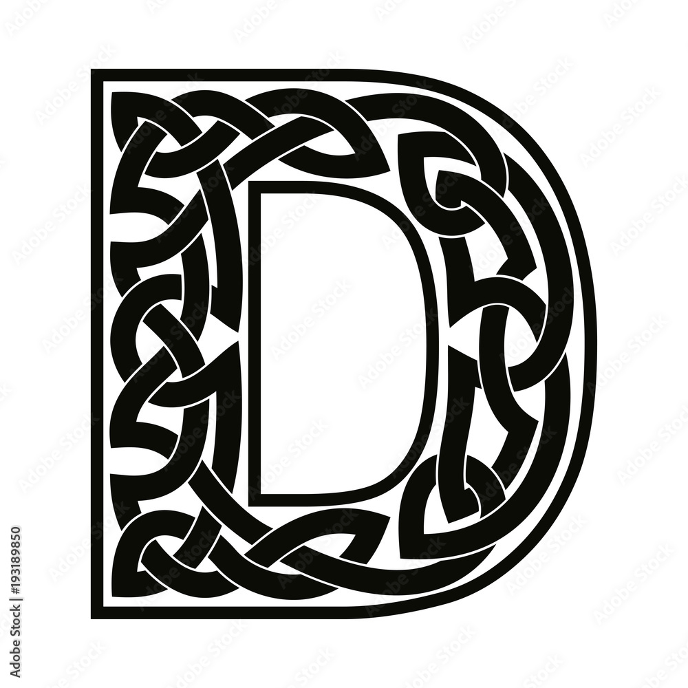 Letter of the English alphabet with Celtic national ornament as ...