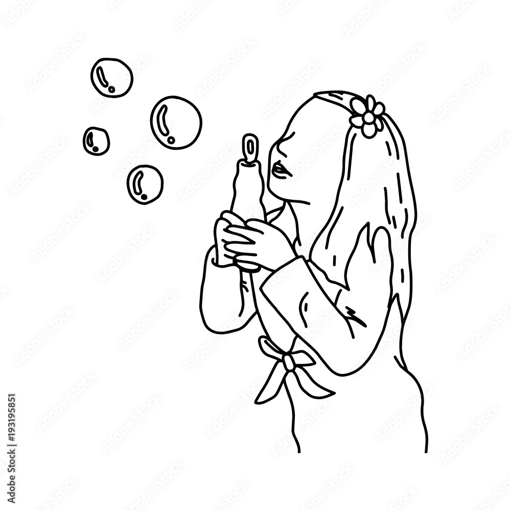 Blowing Bubbles Black And White