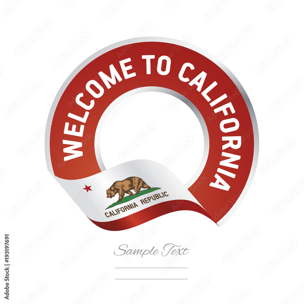 Welcome to California USA flag ribbon travel logo icon stamp Stock ...