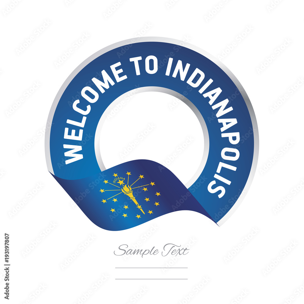 Welcome to indianapolis Indiana flag ribbon travel logo icon stamp ...