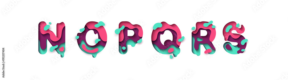 Paper cut letter N, O, P, Q, R, S. Design 3d sign isolated on white ...