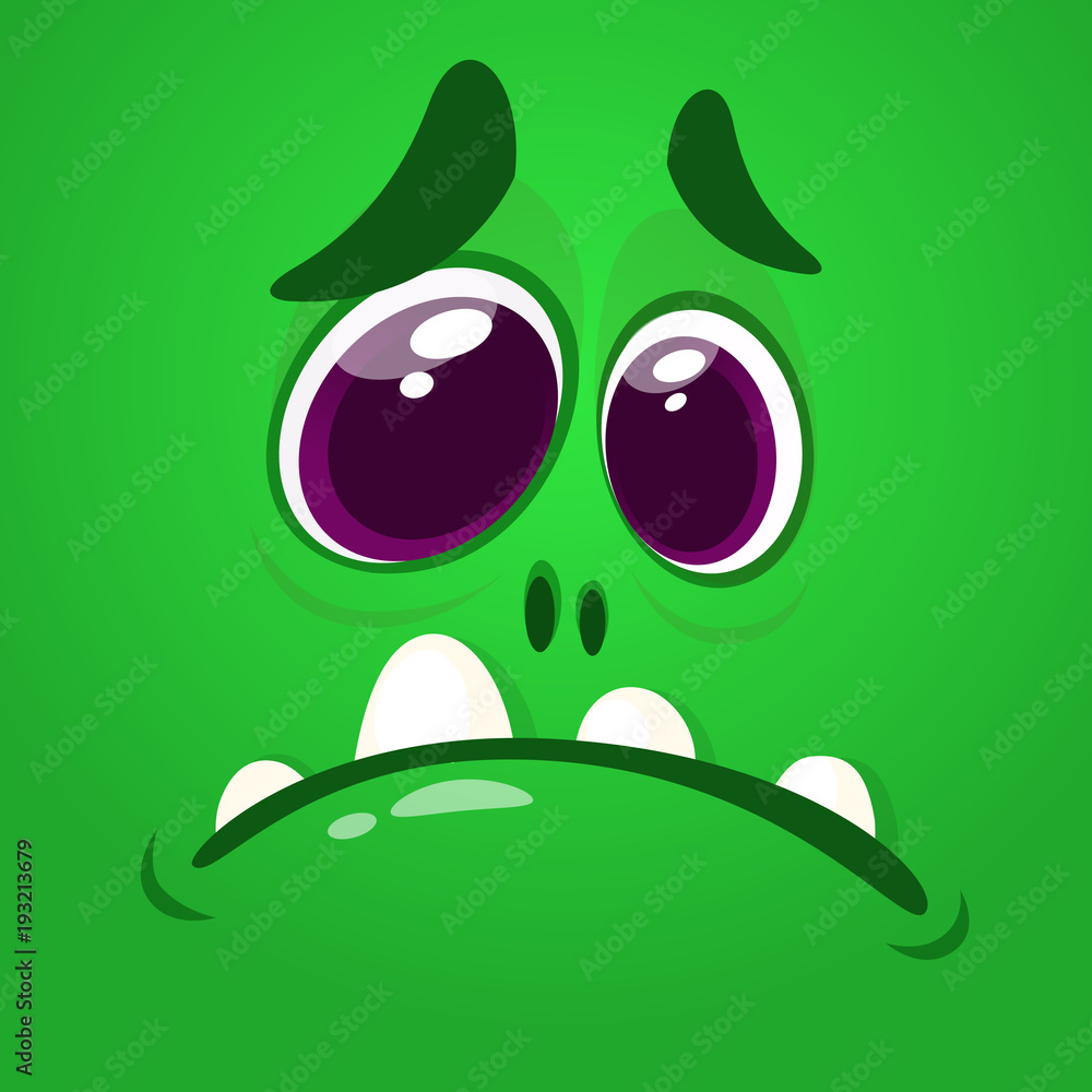 Cartoon of Sad Crying Funny Monster face avatar. Vector illustration ...