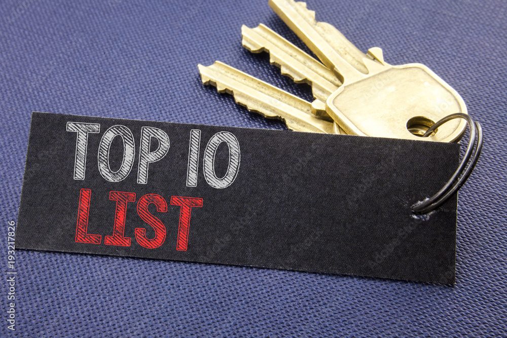 Handwritten text showing Top 10 Ten List. Business concept writing for ...
