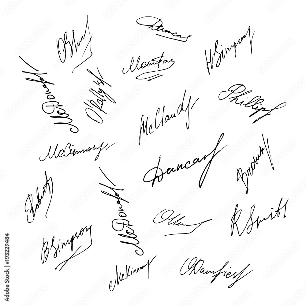 Vector signature set. Handwritten signature collection. Stock Vector ...