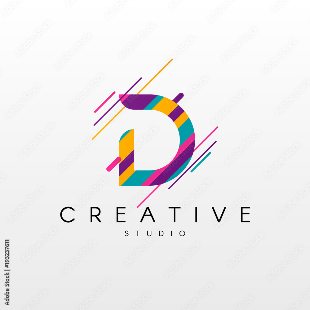 Letter D Logo. Abstract D letter design, made of various geometric ...