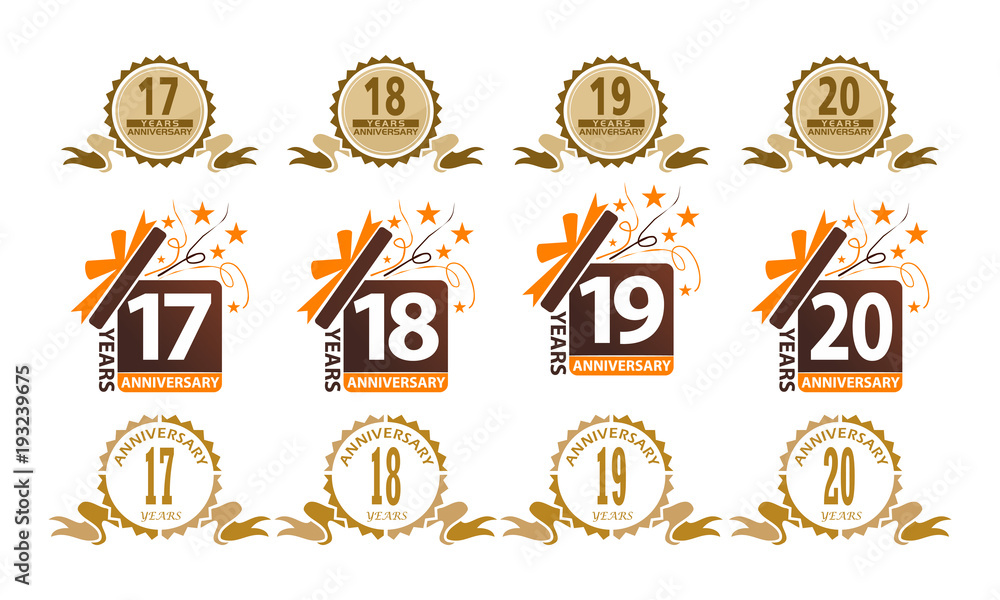 Ribbon Anniversary Template Set Stock Vector | Adobe Stock