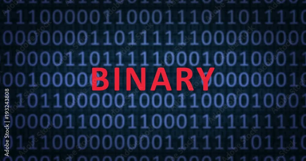BINARY word pops out from the binary numbers background as camera ...