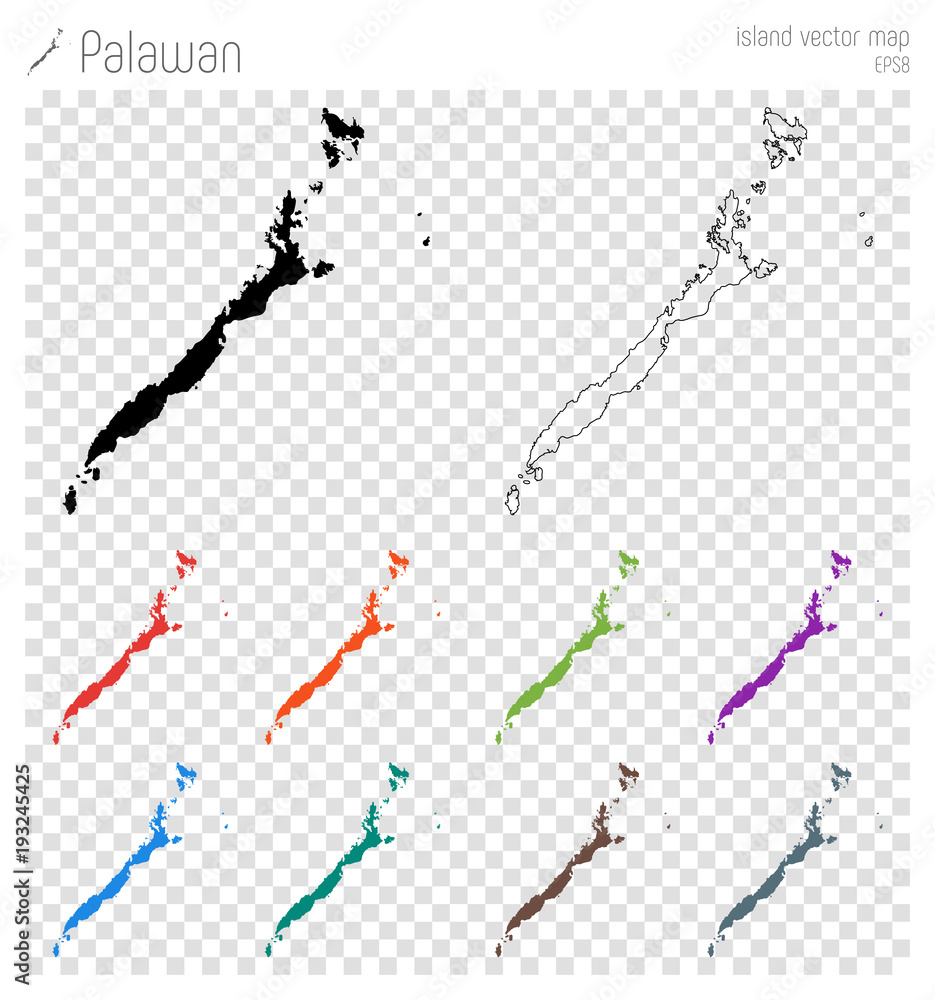 Palawan high detailed map. Island silhouette icon. Isolated Palawan ...