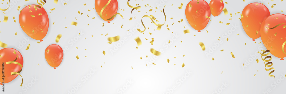 Vector Illustration of Orange Balloons celebration background template ...