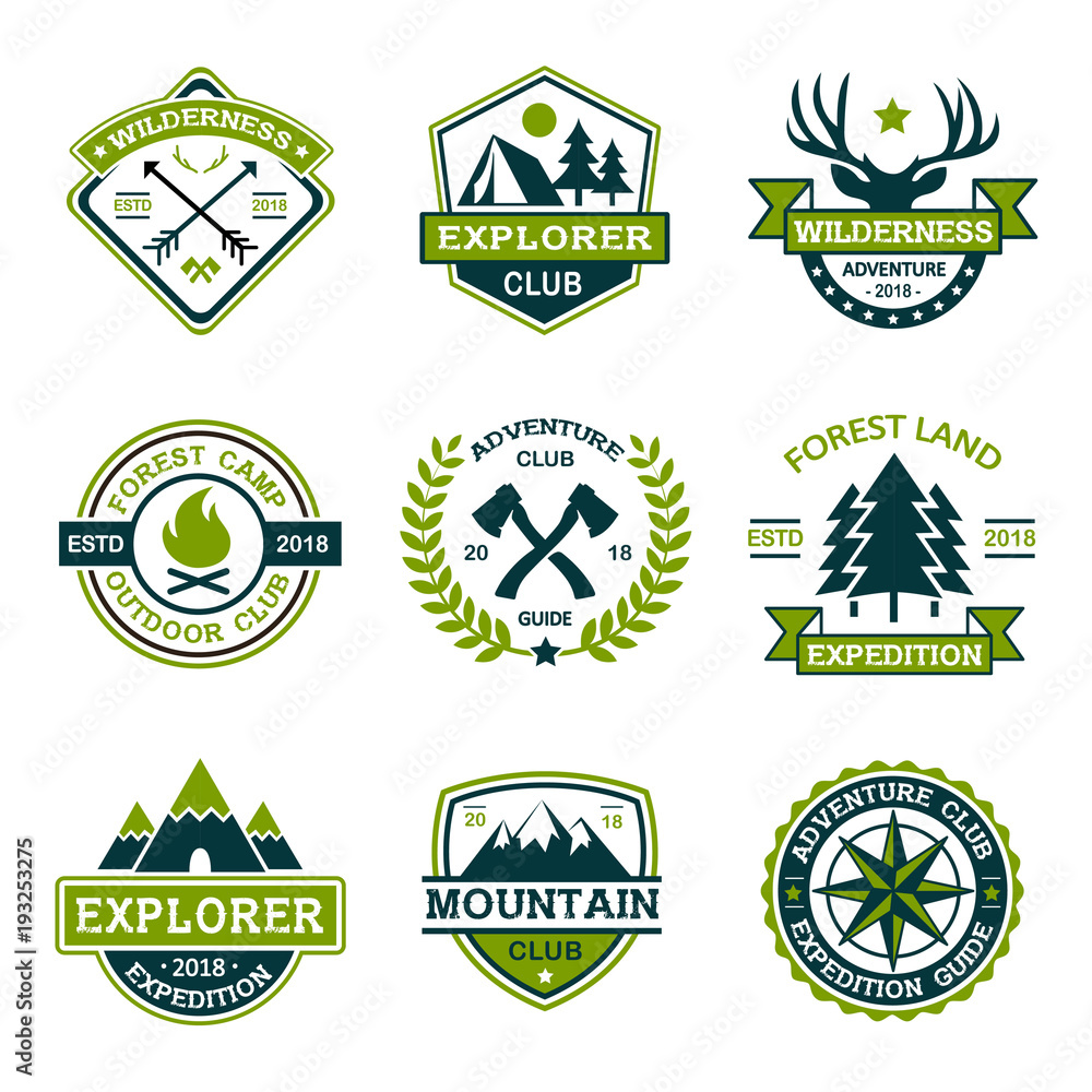 Adventure Explorer Logo Collection Stock Vector | Adobe Stock