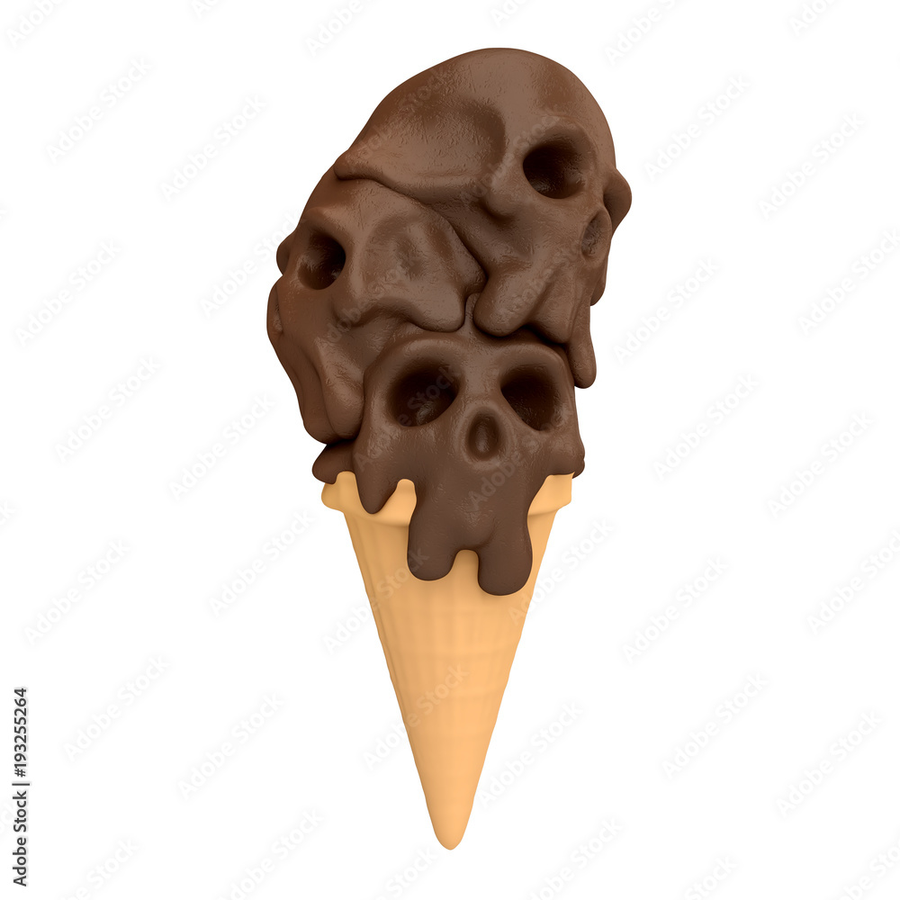 Cartoon funny ice cream skull. Stylish cute colorful children ...