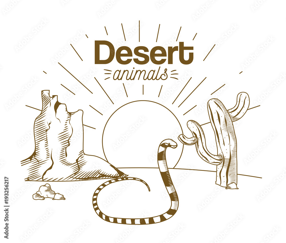 Desert animals hand drawing cartoon Stock Vector | Adobe Stock