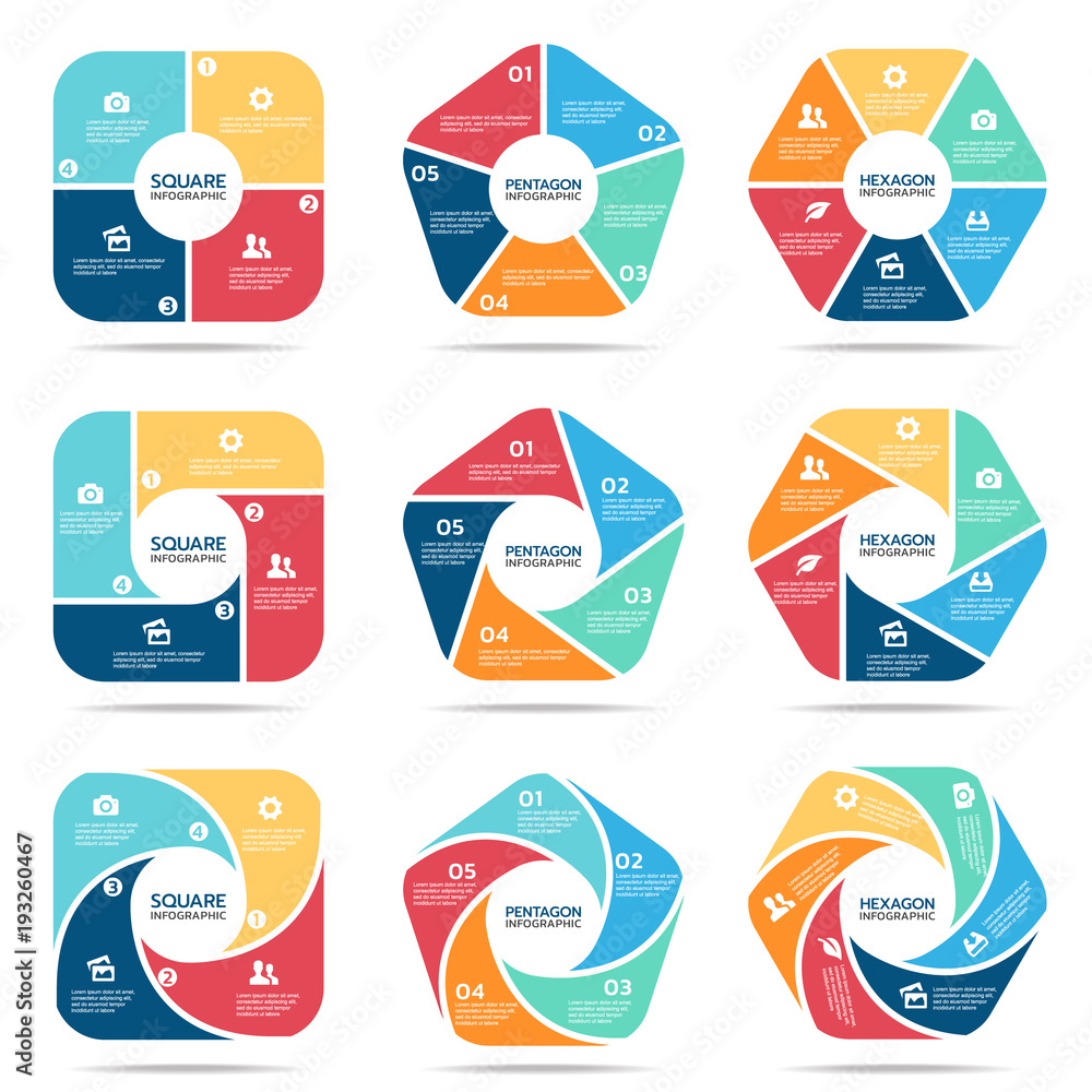 Square pentagon and hexagon infographic (part four, part Five and part ...