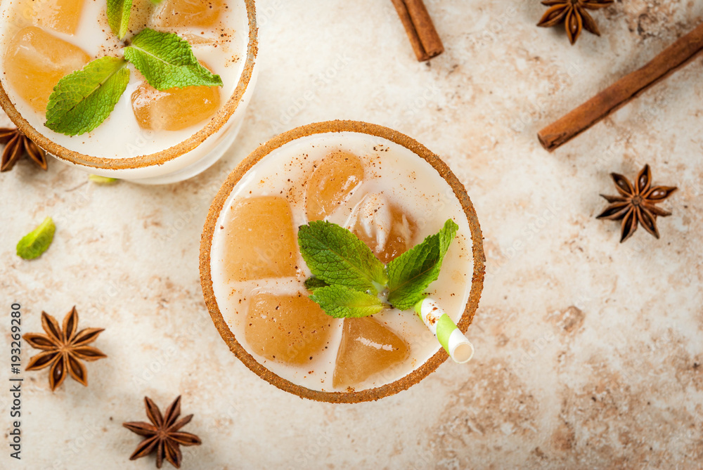 Traditional Indian drink is iced tea or chai masala, with ice cubes ...