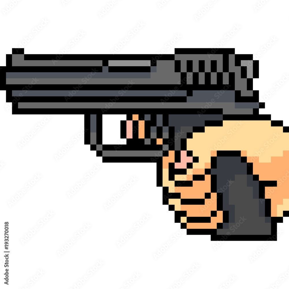 vector pixel art hand gun Stock Vector | Adobe Stock
