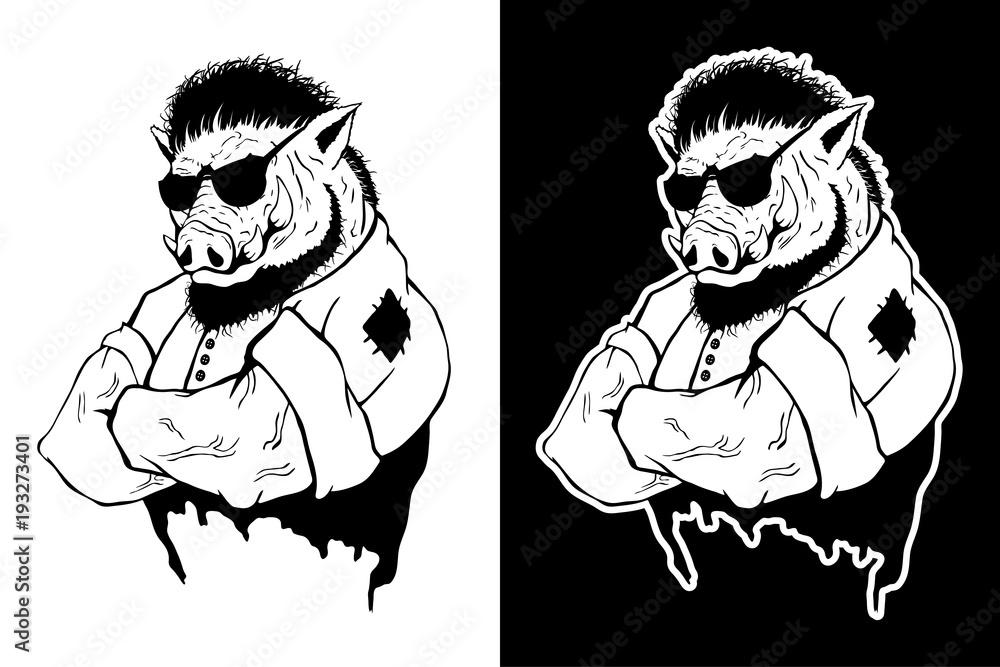 Isolated vector illustration a strong wild boar - man. Stock Vector ...