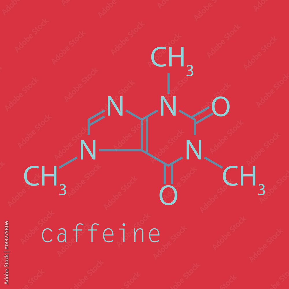 Caffeine molecule chemical structure. Vector illustration background ...