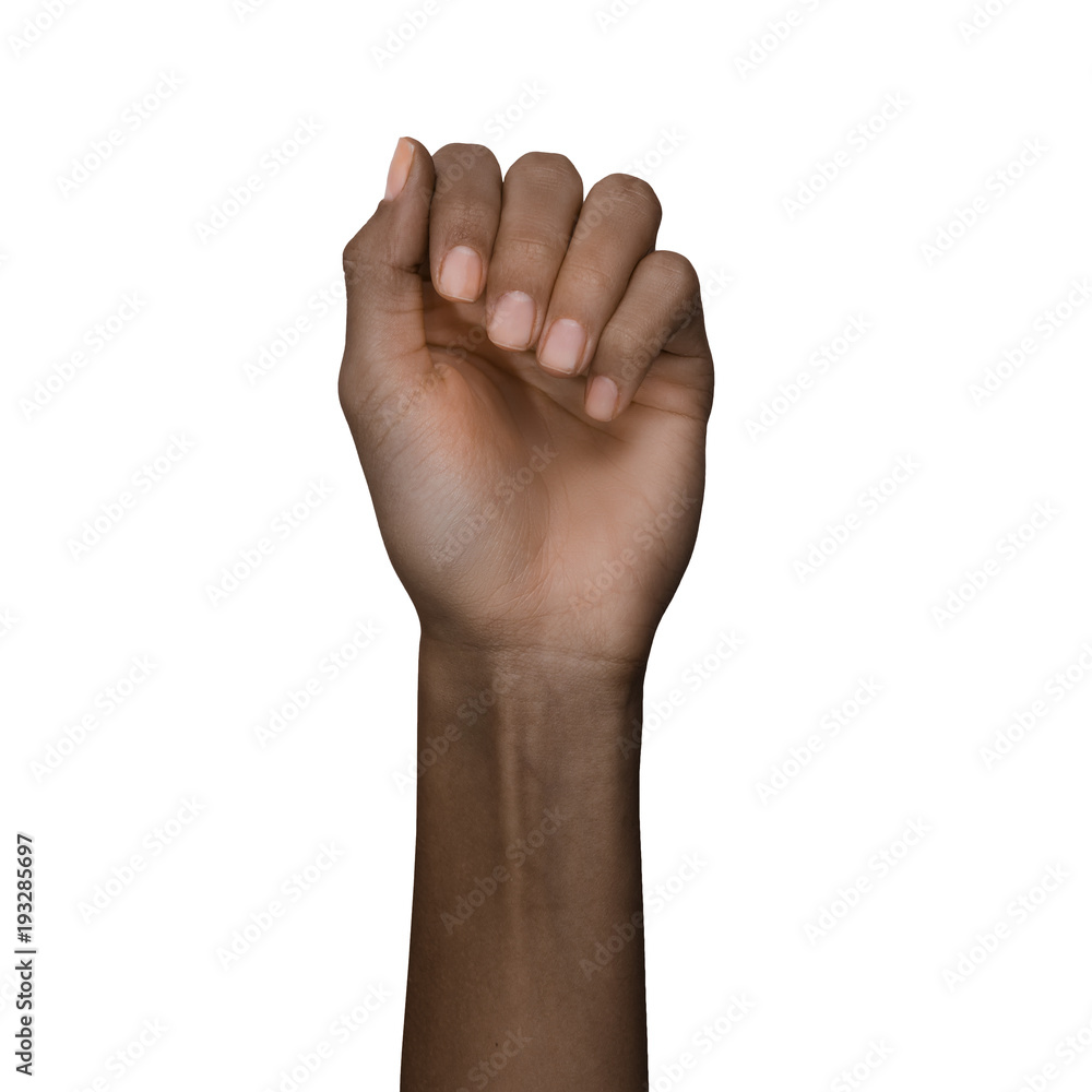 African american black hand gesture fist isolated on white background ...