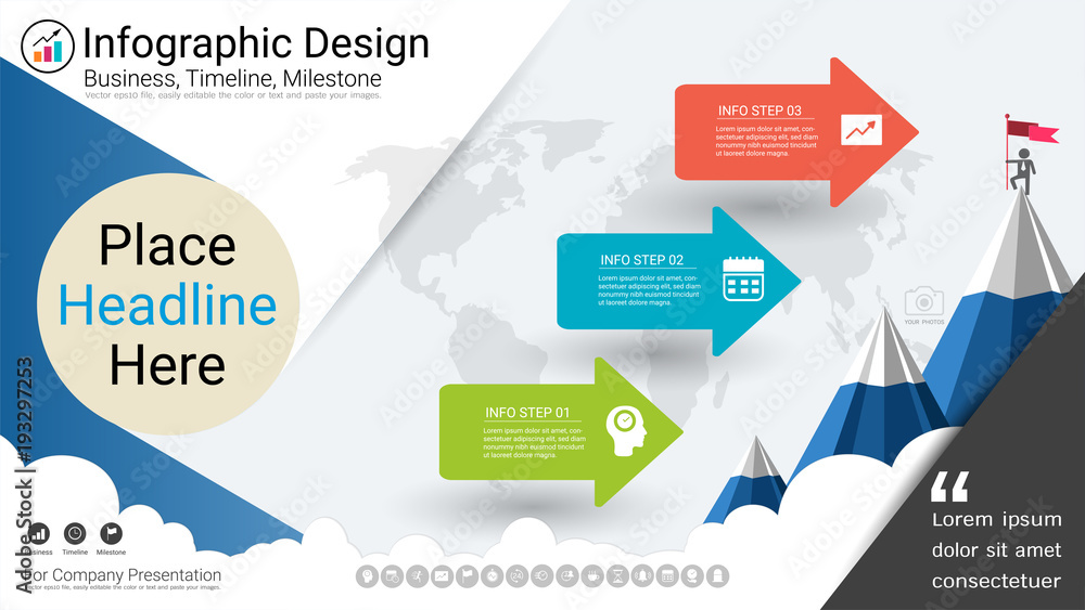 Business infographics template, Milestone timeline or Road map with ...