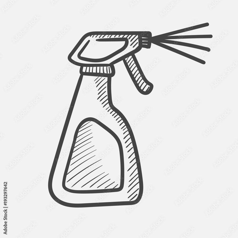 Vector hand drawn Cleaning spray bottle outline doodle icon. Cleaning ...
