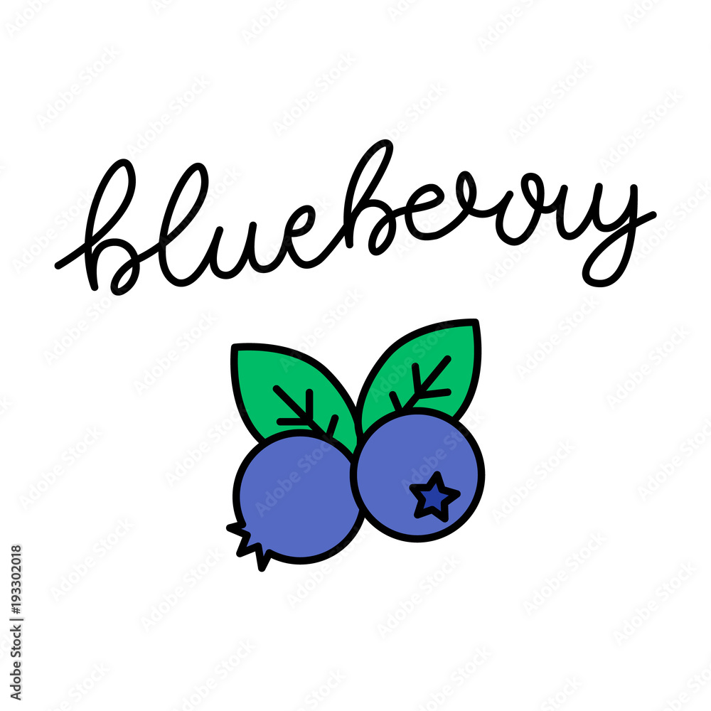 Blueberry Cursive Lettering Vector Colorful Stock Vector | Adobe Stock