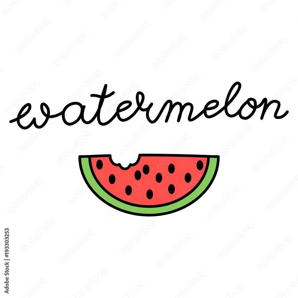 Watermelon Cursive Lettering Vector Colorful Stock Vector | Adobe Stock
