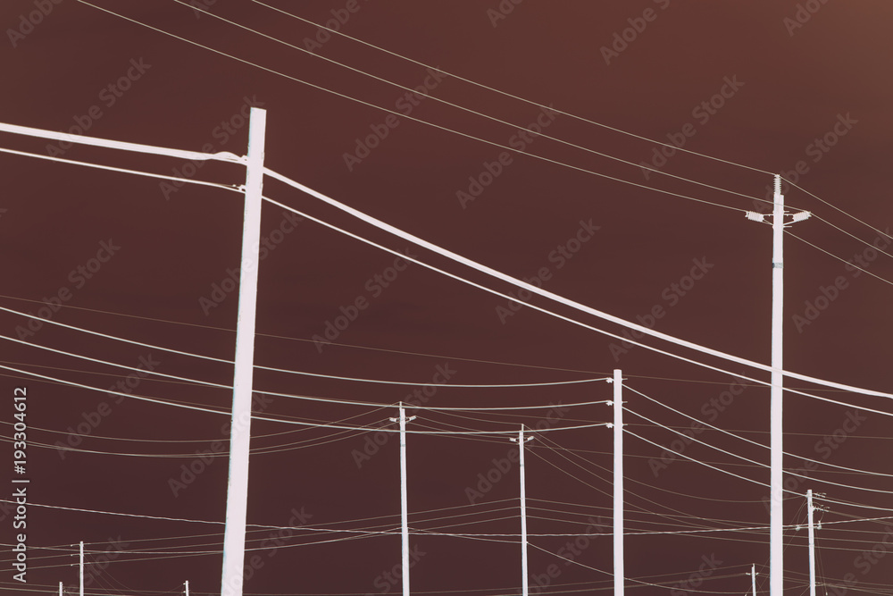 Abstract of power lines and telephone poles. Stock Photo | Adobe Stock