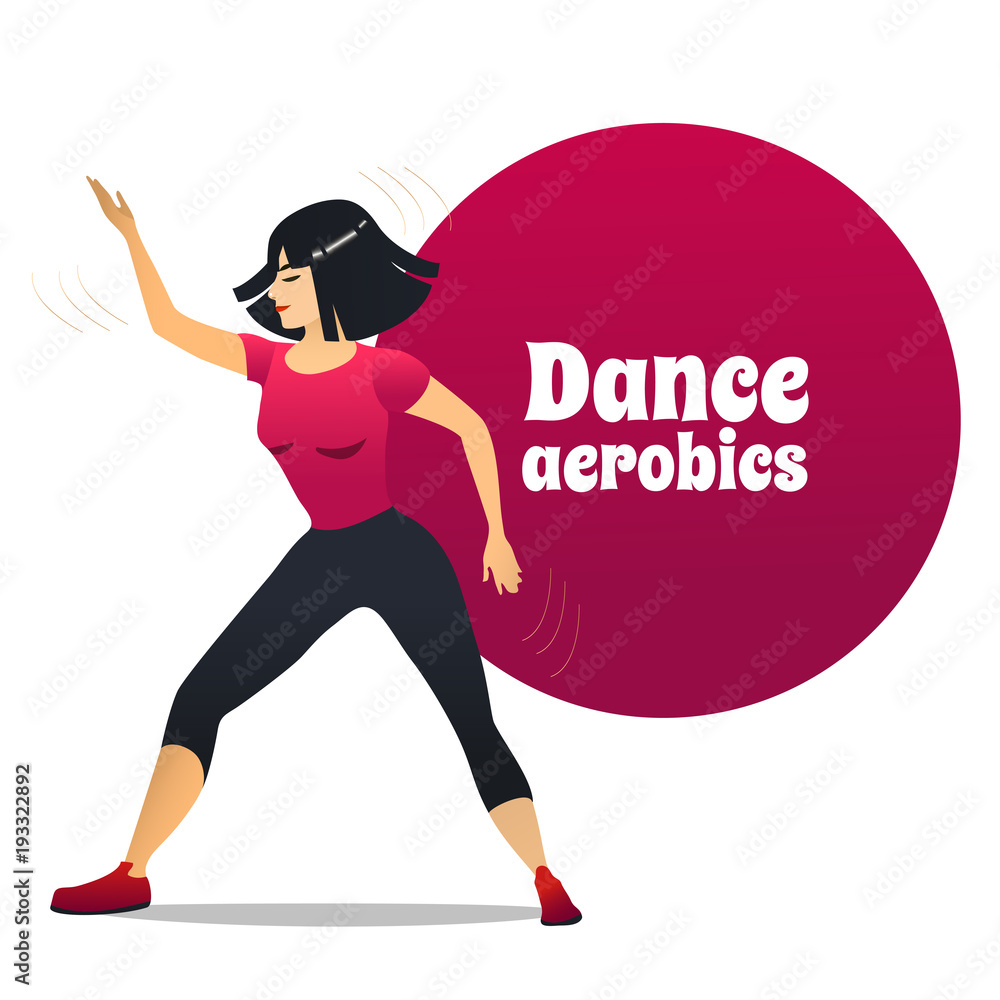 Dance Aerobics. Dancing Girl in Cartoon Style for Fliers Posters ...