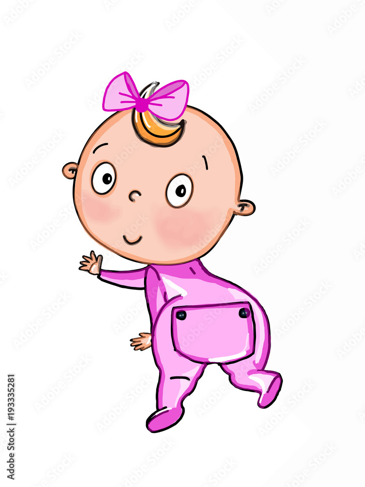 cute baby girl cartoon illustration Stock Illustration | Adobe Stock
