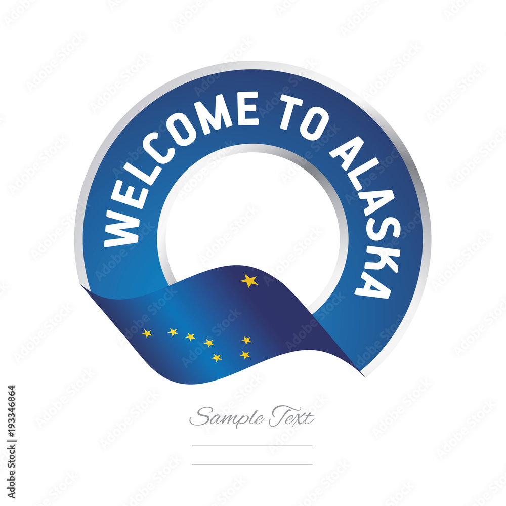 Welcome to Alaska USA flag ribbon travel logo icon stamp Stock Vector ...